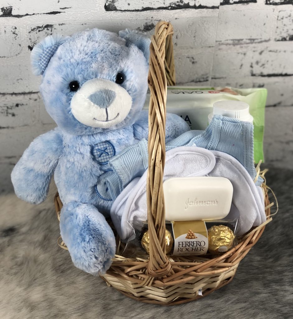 My First Teddy Gift Basket (Blue)